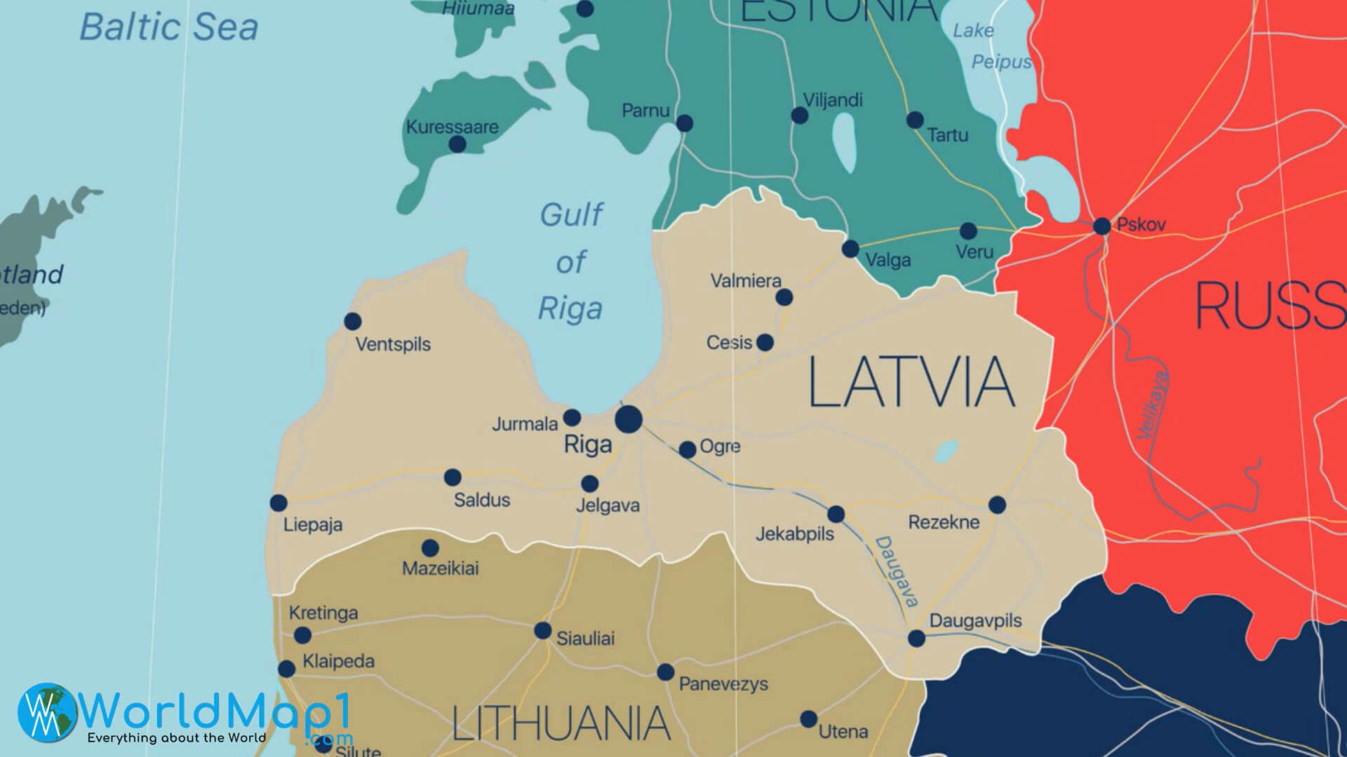 Latvia Free Printable Map