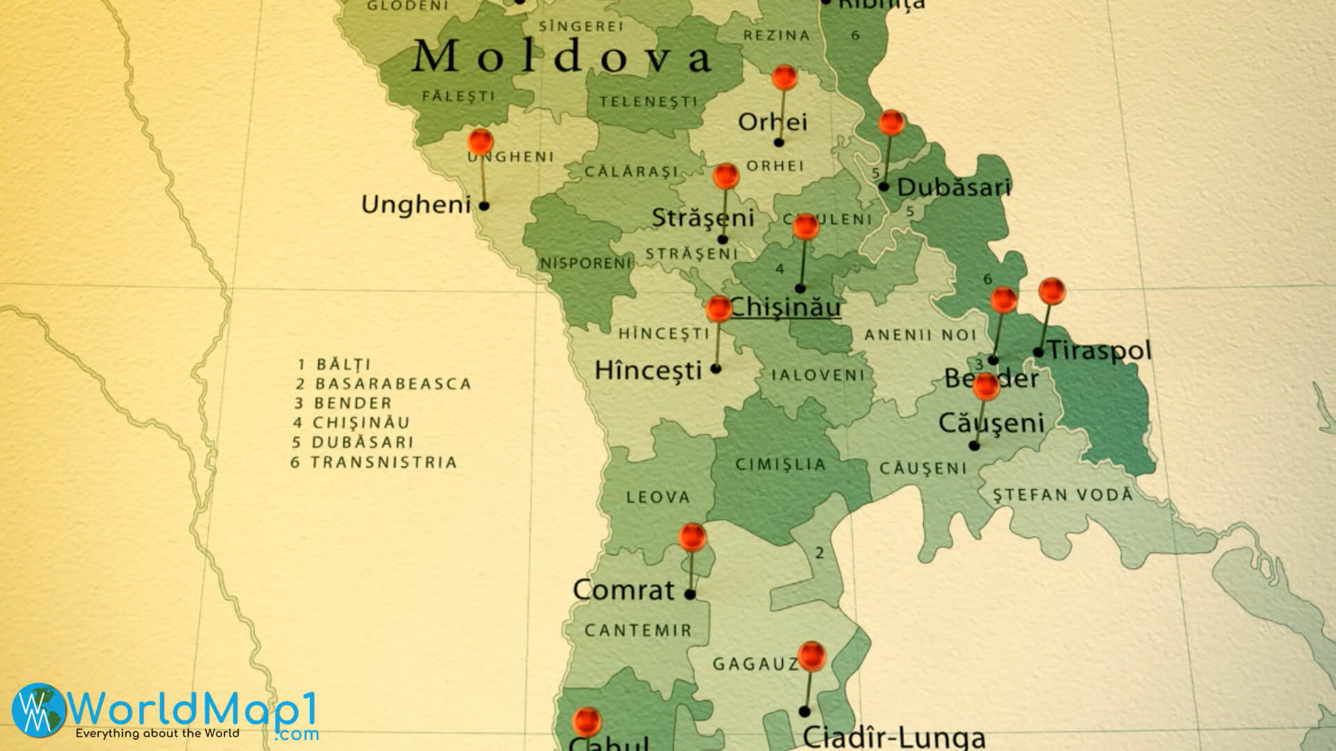 Moldova Free Printable Map with Ukraine Border