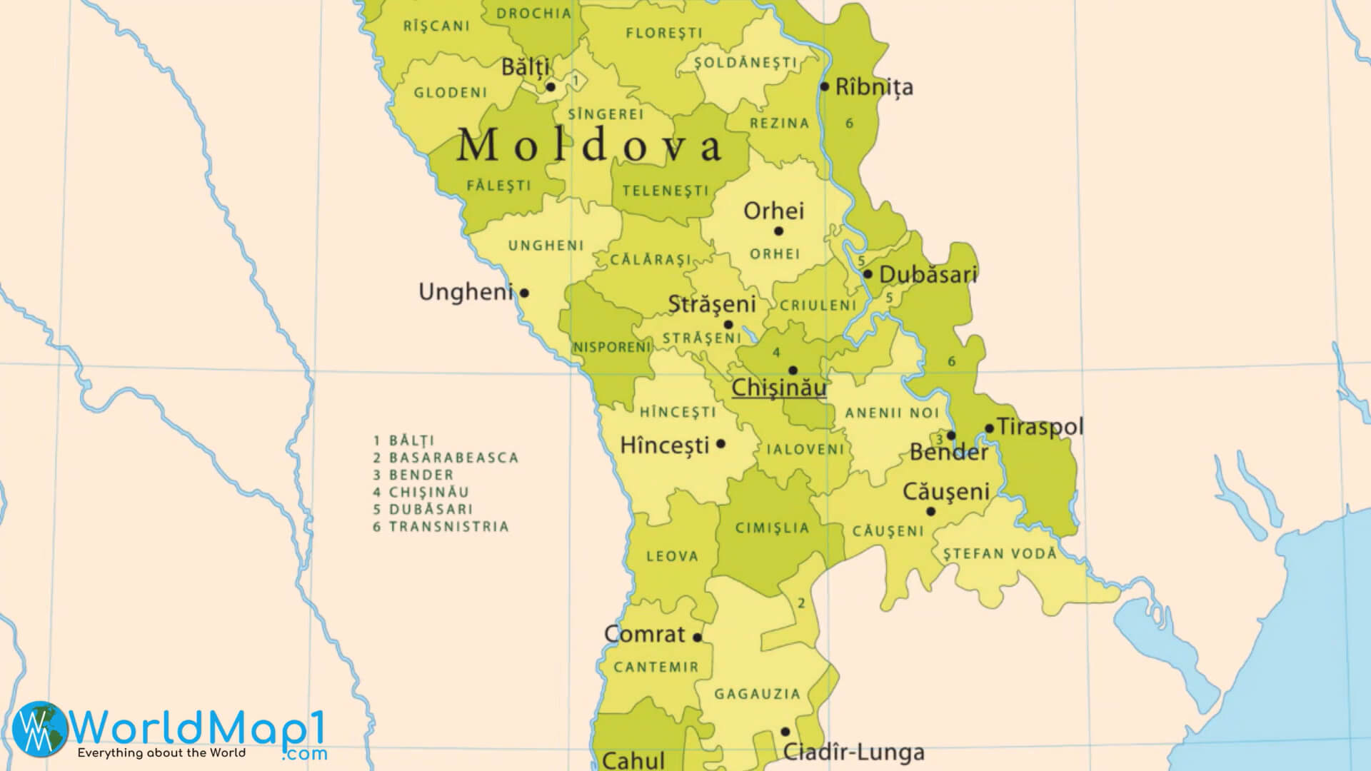 High Detailed Moldova Map with Romania Border