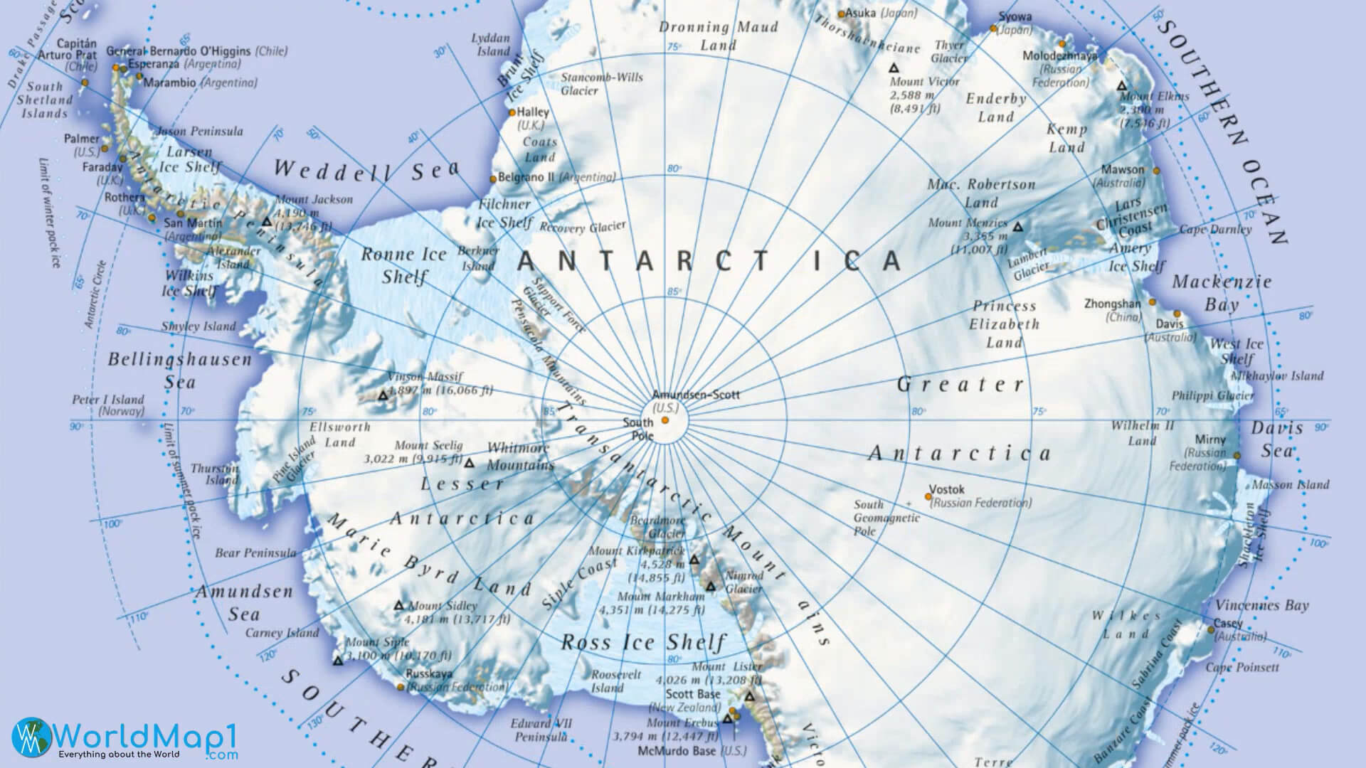 Antarctica and The Poles Maps, Satellite Views from Space 2