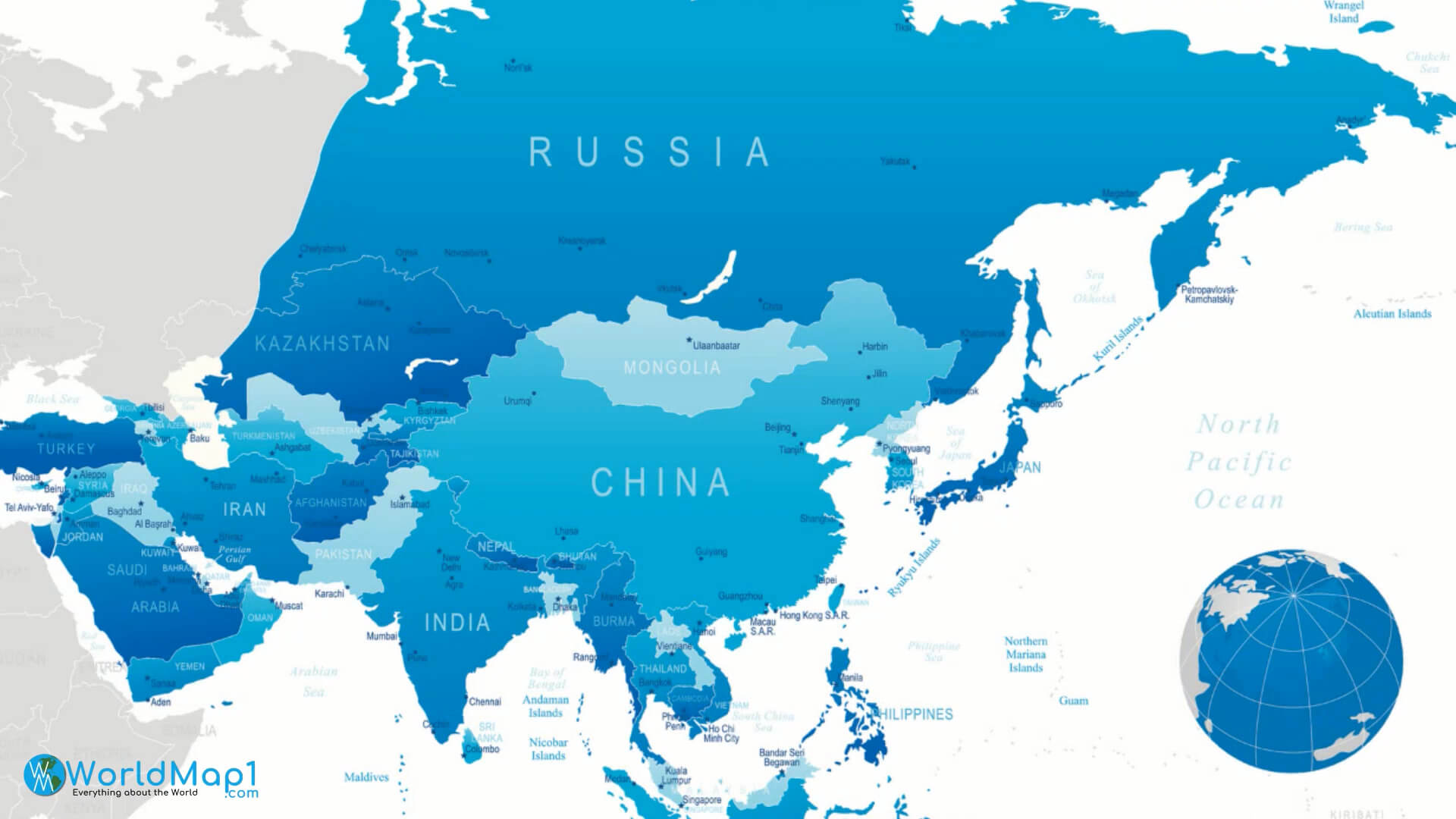 Asian Countries Maps, Satellite Images from Space 3