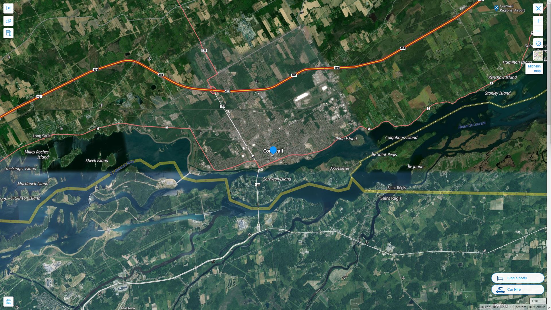 Cornwall Map - Canada