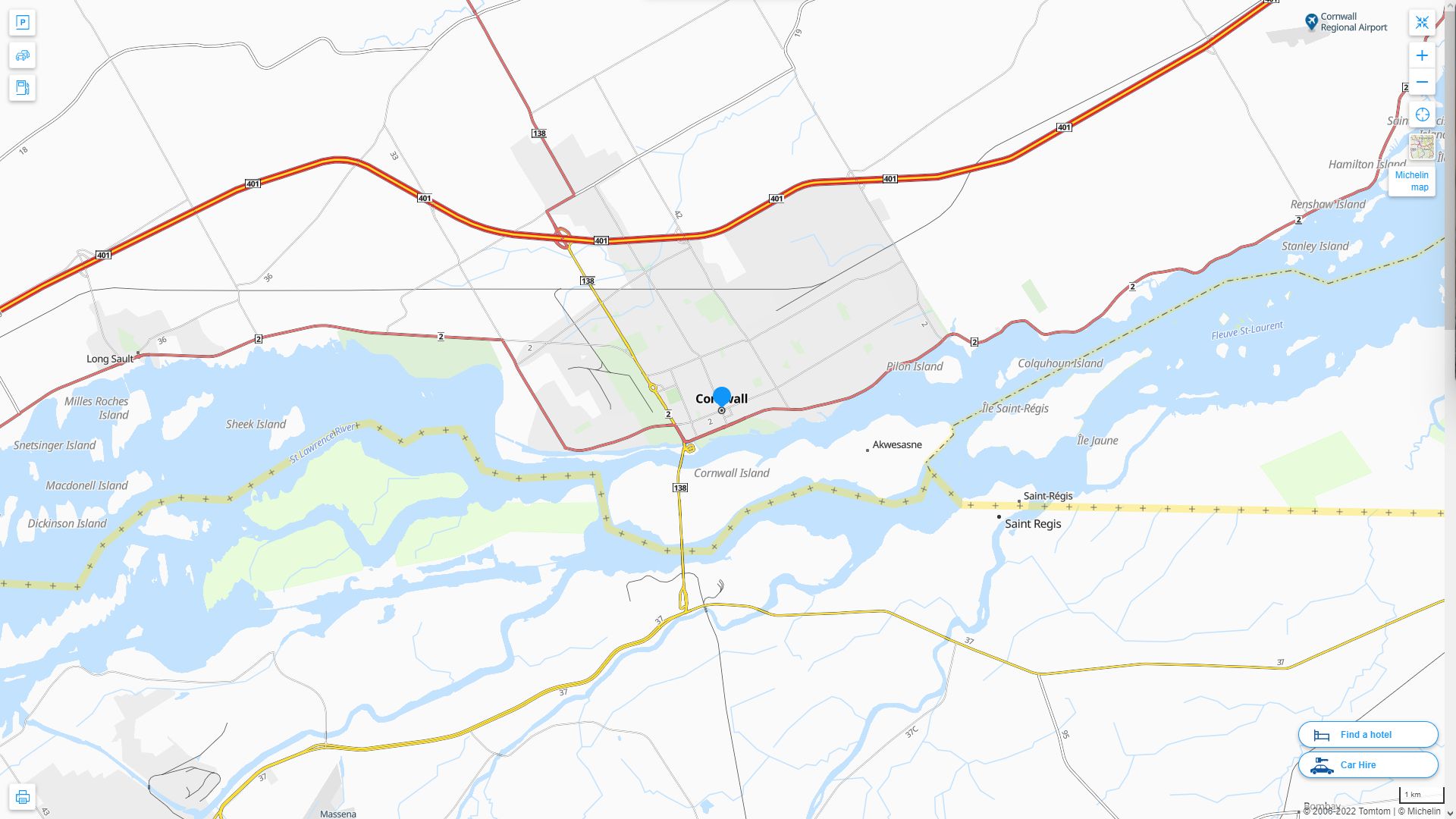 Cornwall Map - Canada