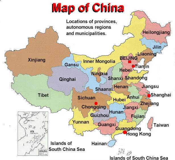 Provinces Map of China Provinces Map of China