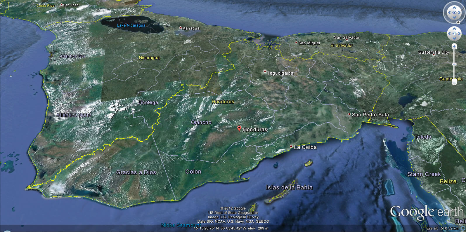Honduras map google