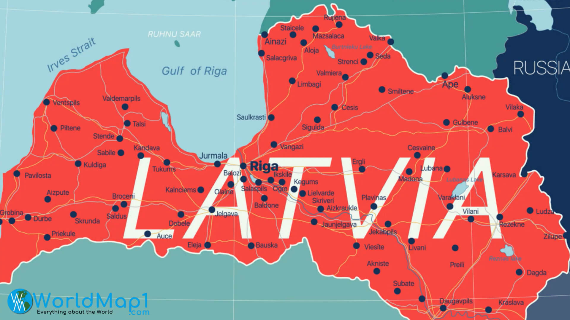 Latvia Free Printable Map