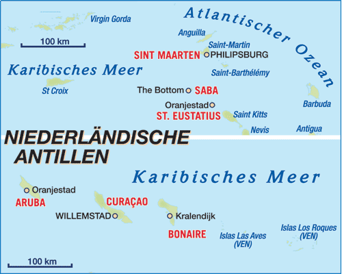 Map of Netherlands Antilles Islands