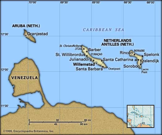 Map of Netherlands Antilles Islands