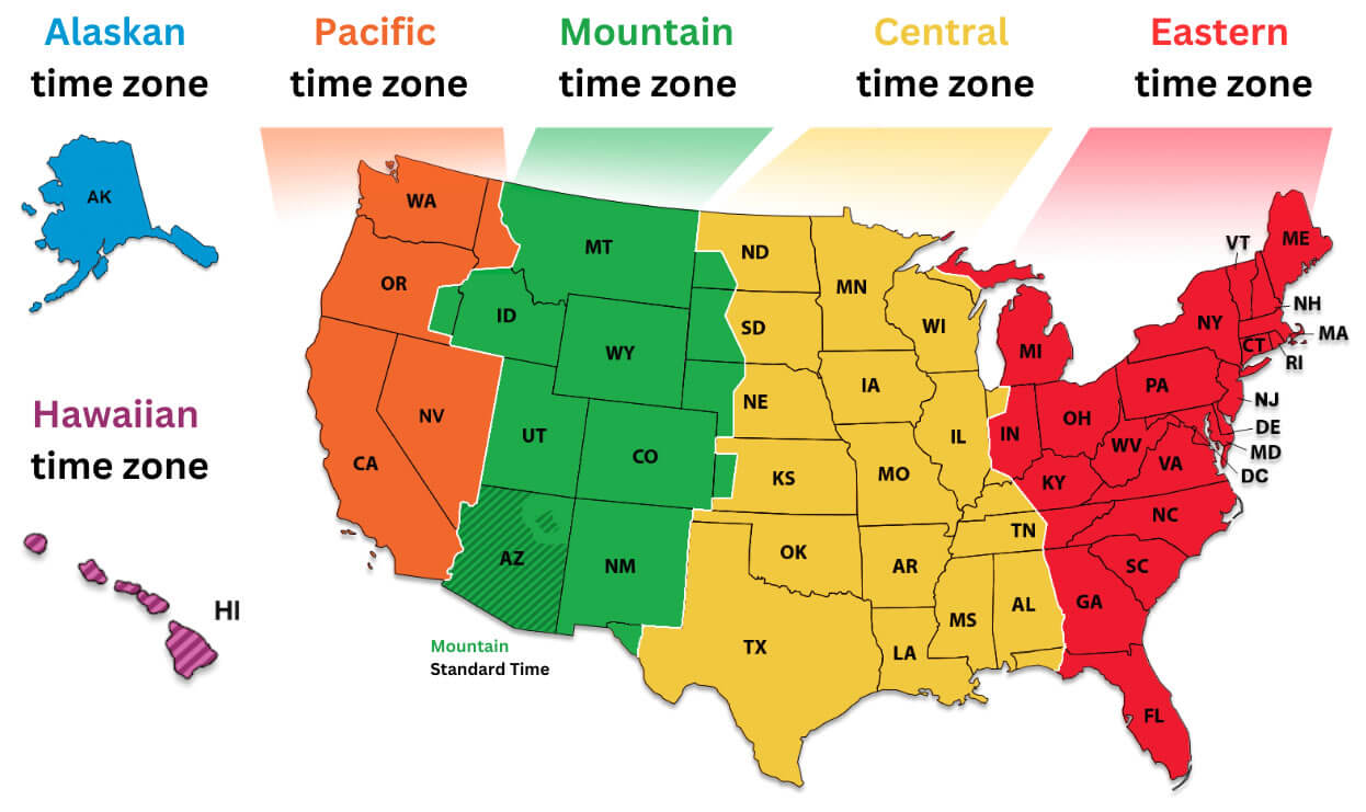 United States Time Zone Map United States Time Zone Map