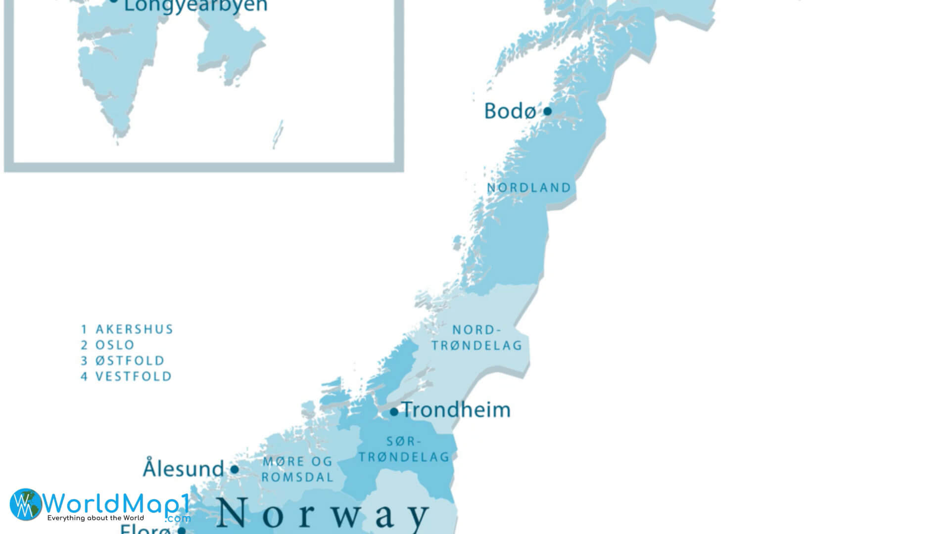 Norway Free Printable Map