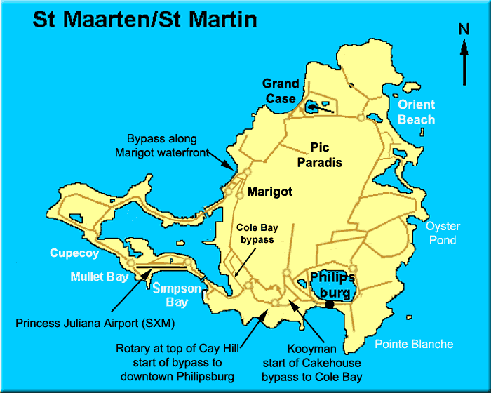 Map of Saint Martin Caribbean
