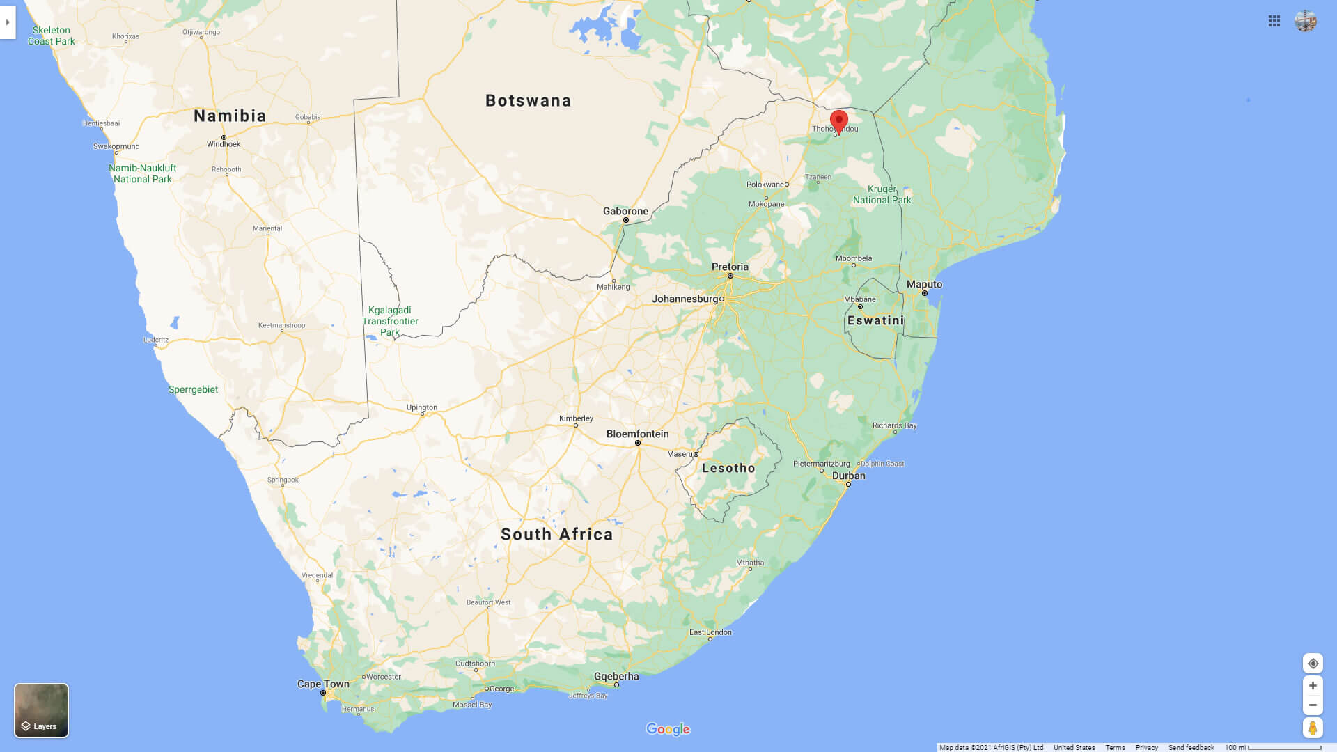 Tshivhase Map - South Africa