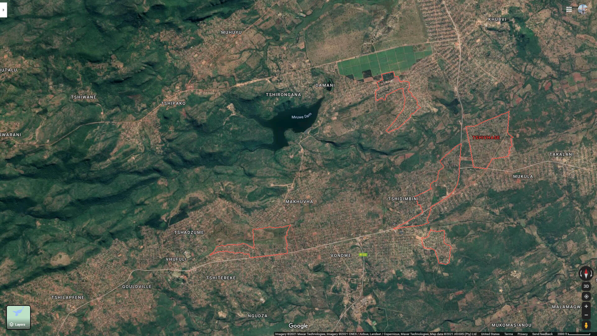 Tshivhase Map - South Africa
