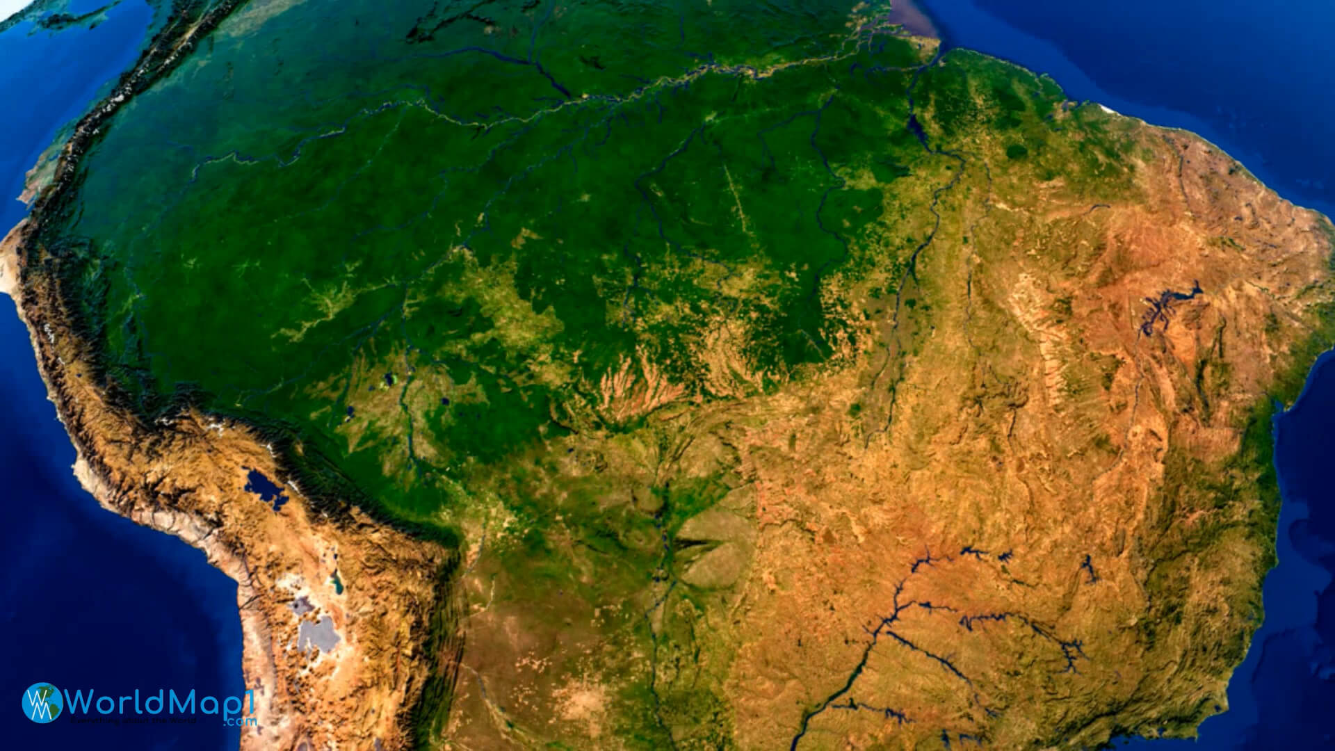 South America Countries Maps, Satellite Images from Space 1