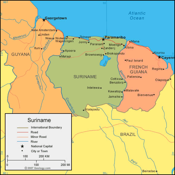 Suriname Map Suriname Map