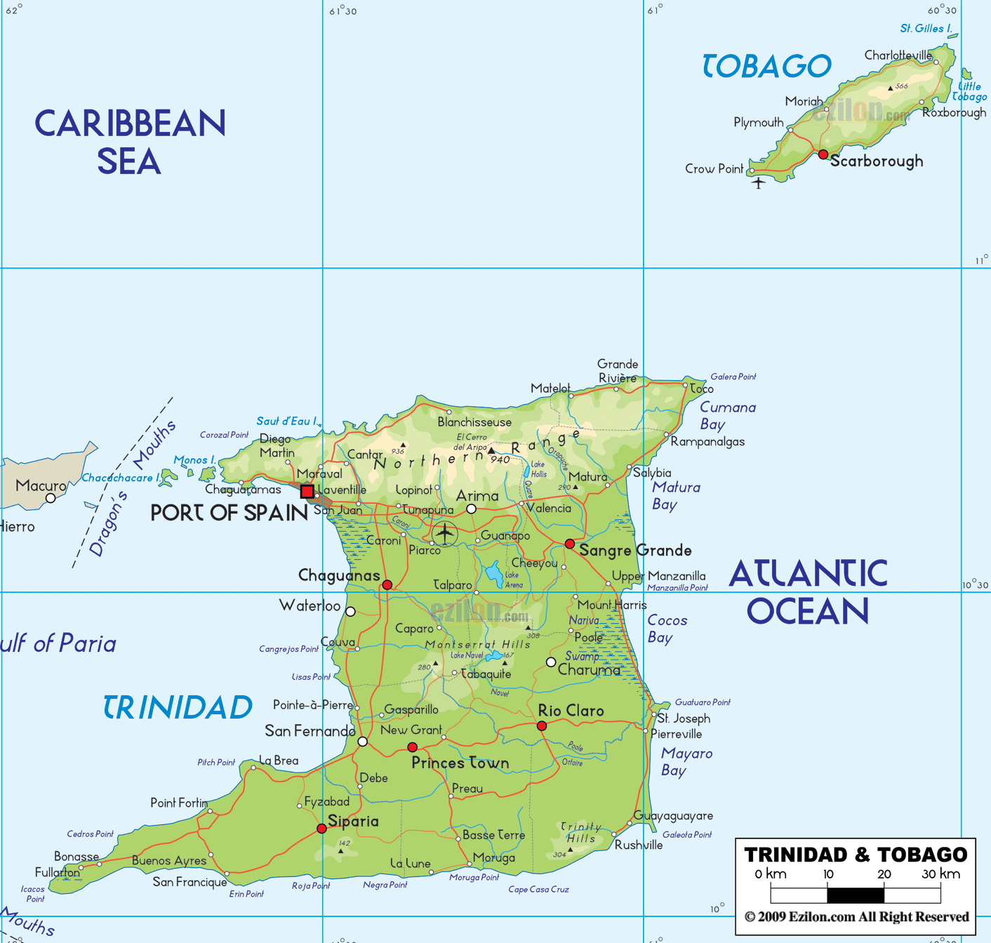 Trinidad and Tobago Map - Trinidad and Tobago