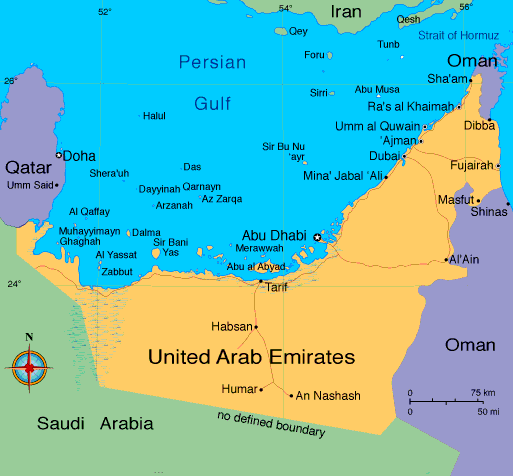 Ash Shariqah Map - United Arab Emirates