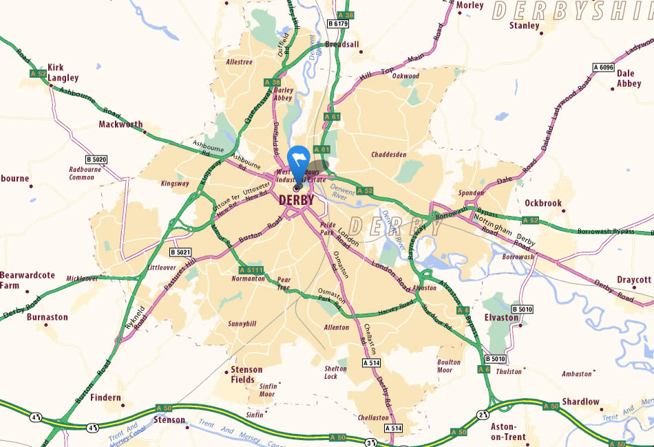 Derby Map - United Kingdom