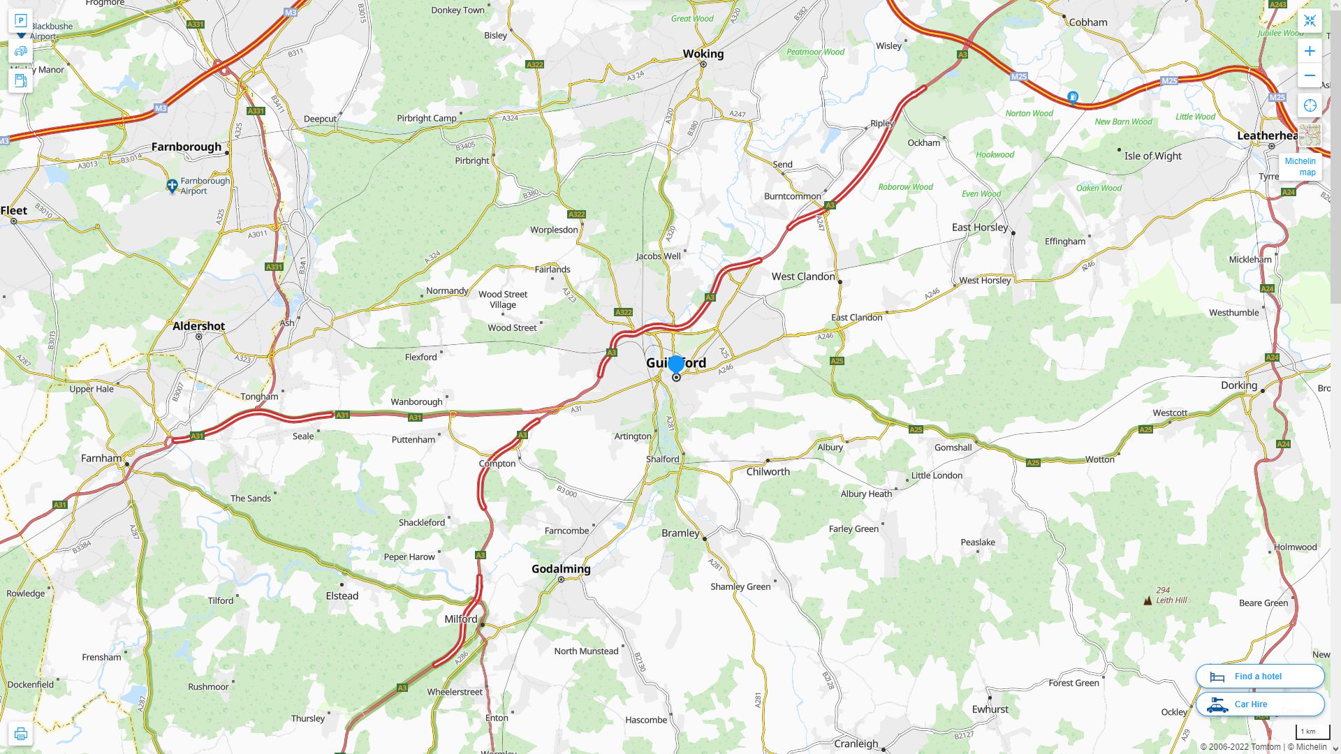 Guildford Map - United Kingdom