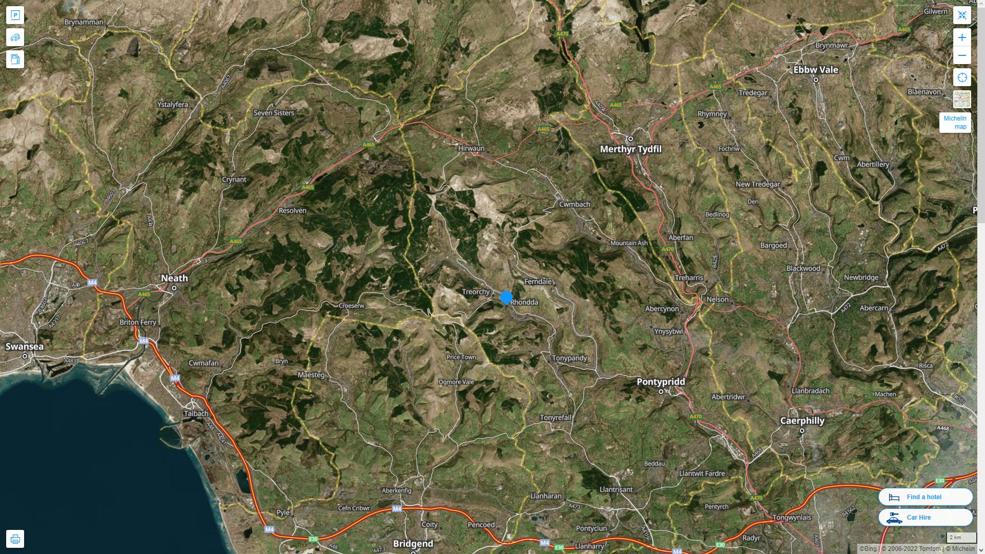 Rhondda Map - United Kingdom