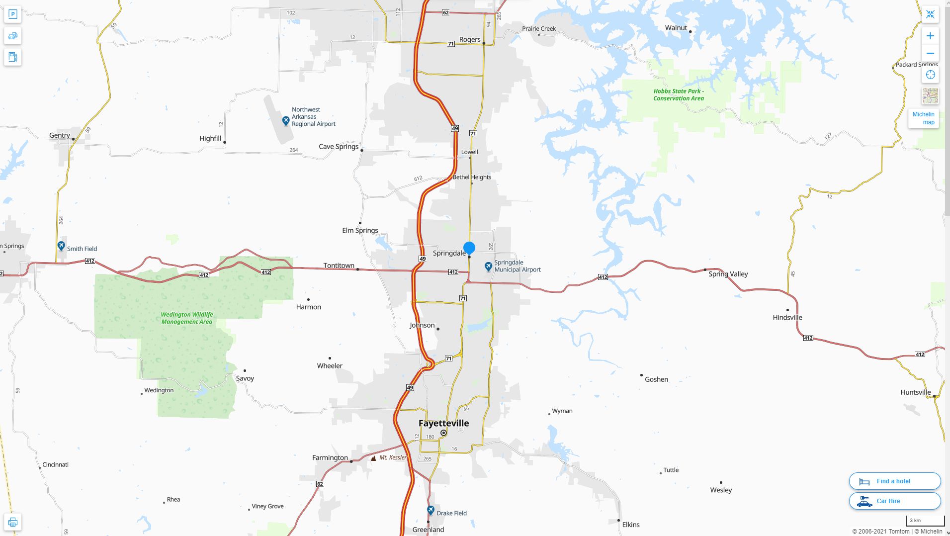 Springdale, Arkansas Map