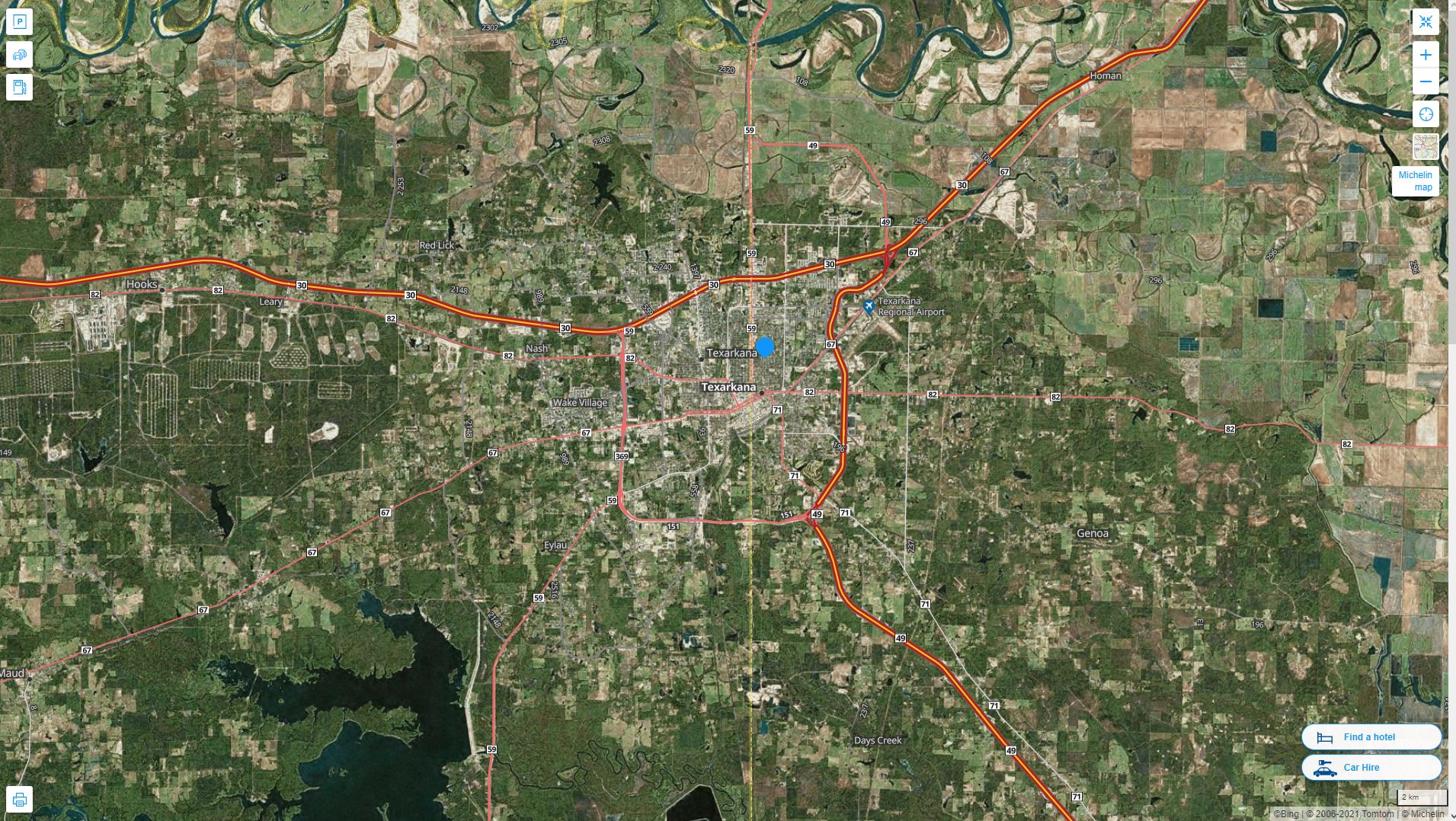 Texarkana, Arkansas Map