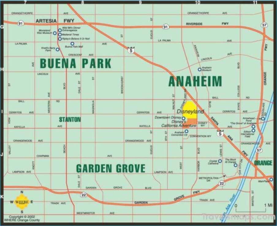 Anaheim, California Map