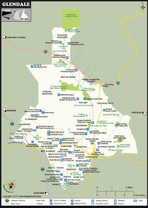 Glendale, California Map