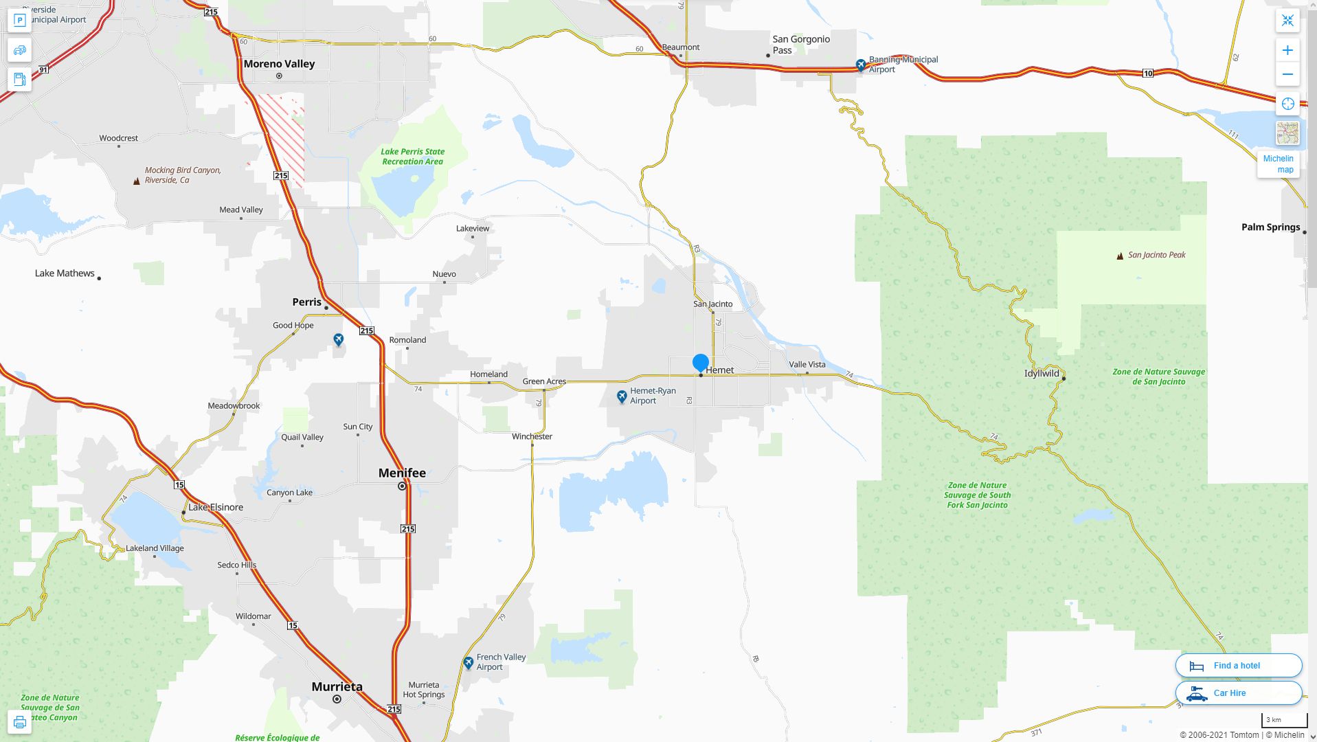 Hemet, California Map