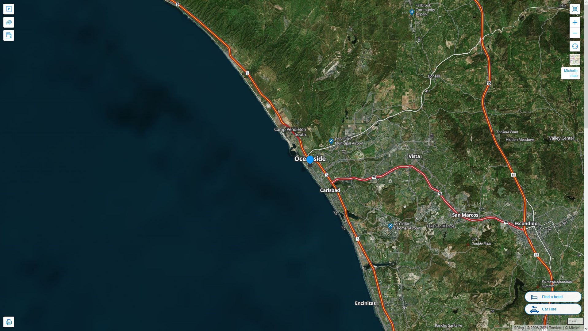 Oceanside, California Map