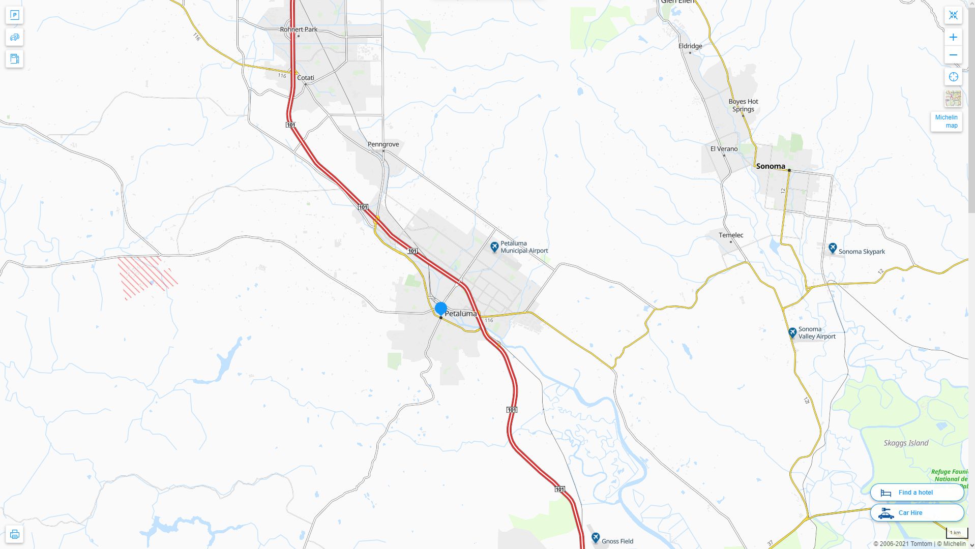 Petaluma, California Map