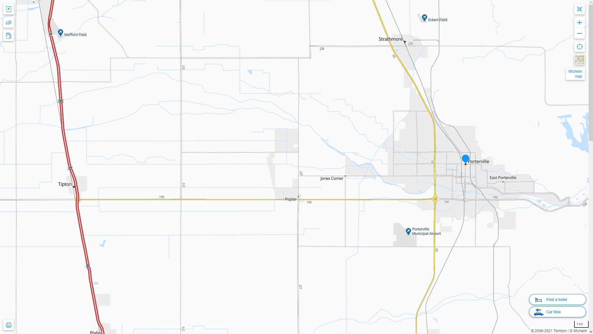 Porterville, California Map