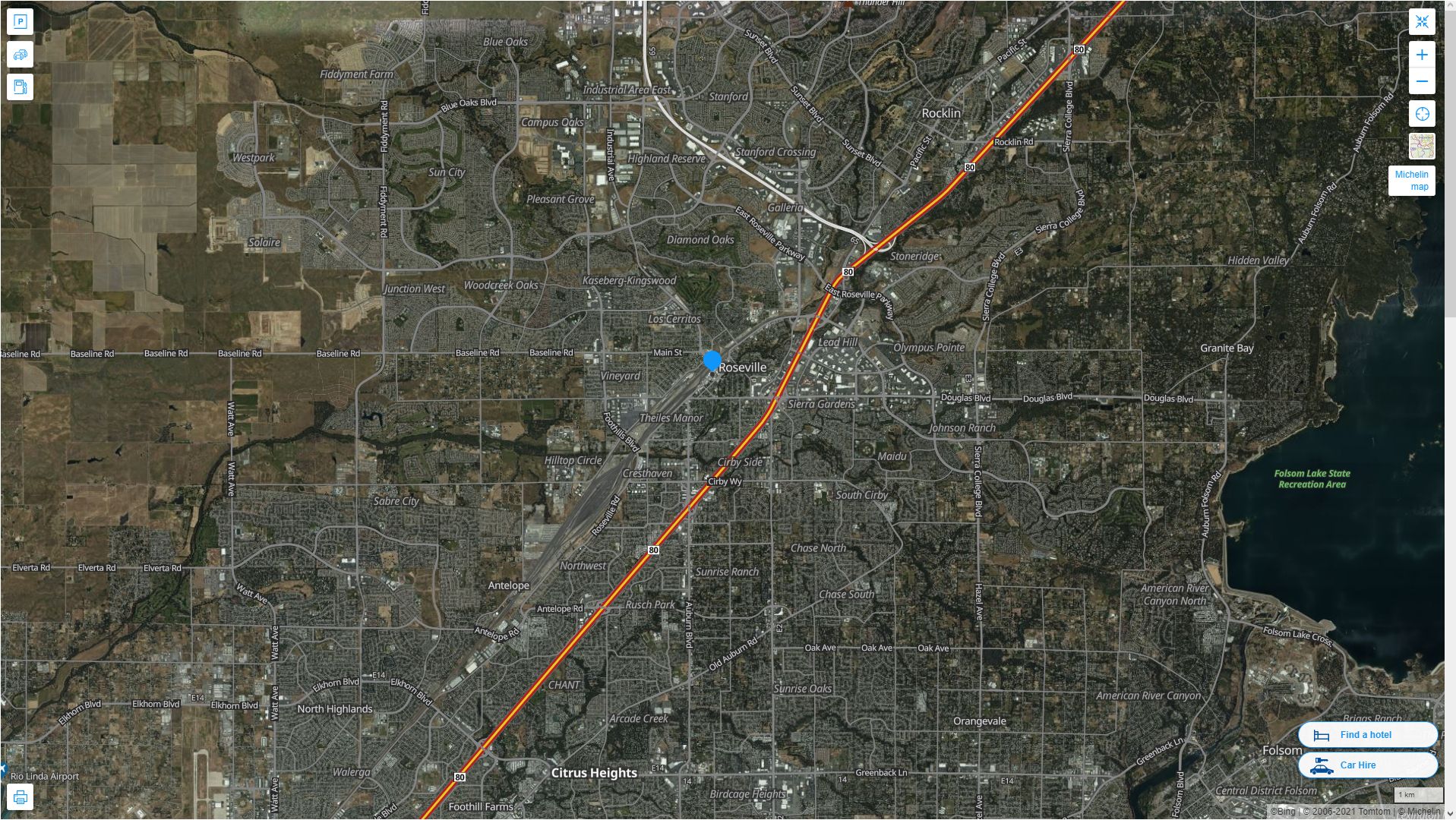 Roseville, California Map