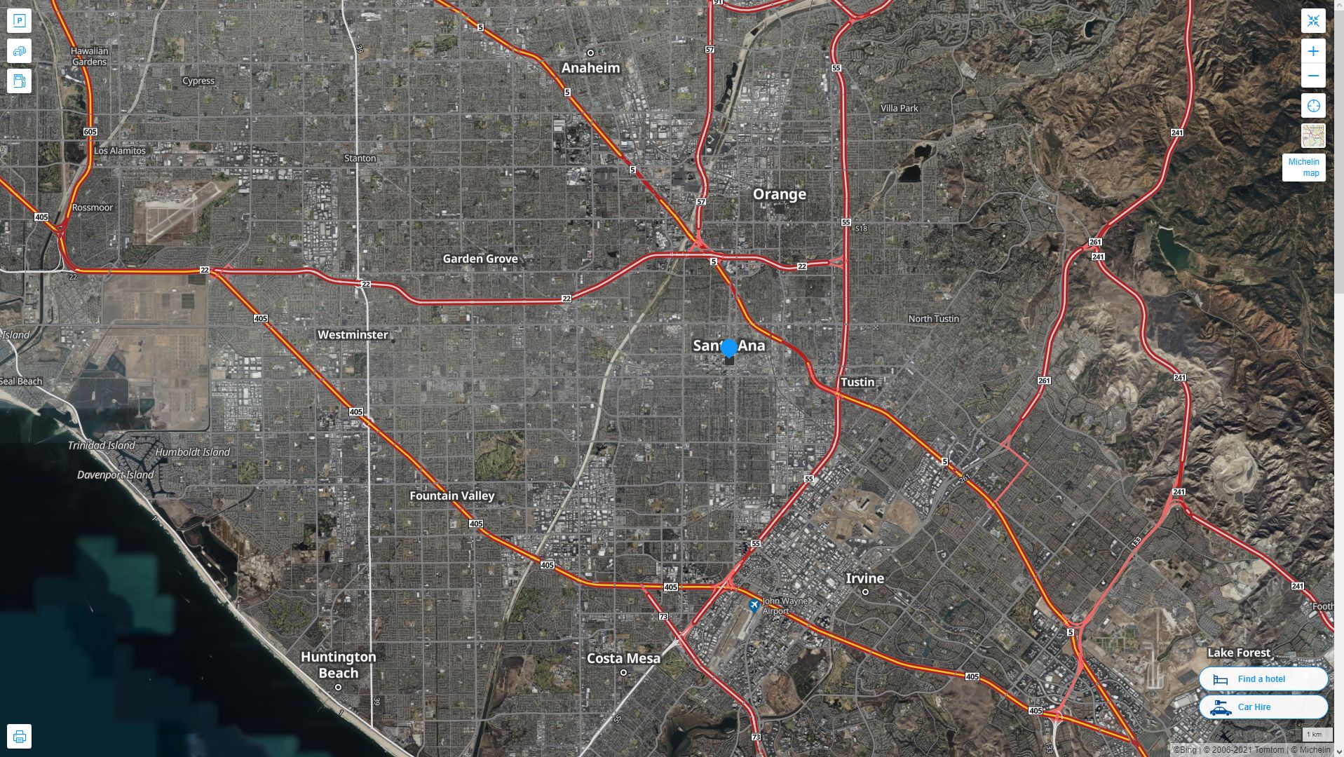 Santa Ana, California Map