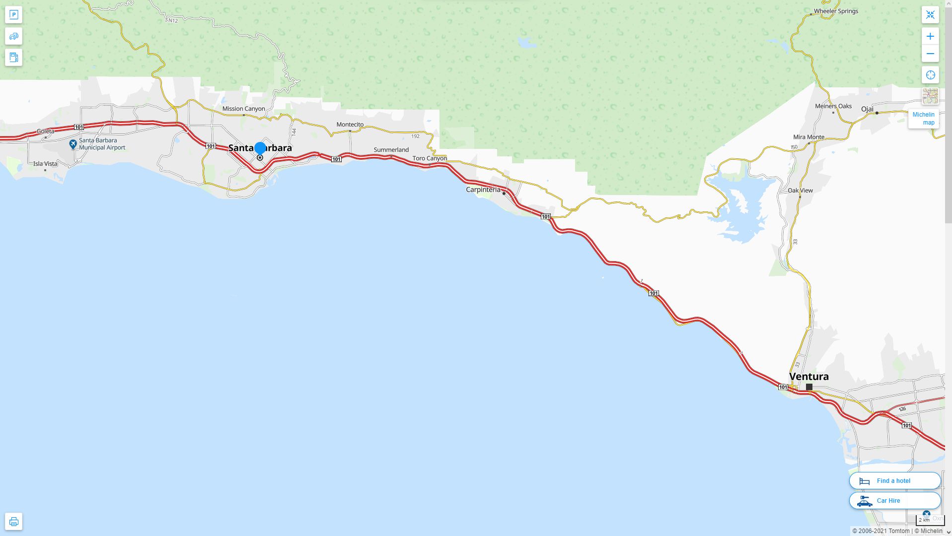 Santa Barbara, California Map