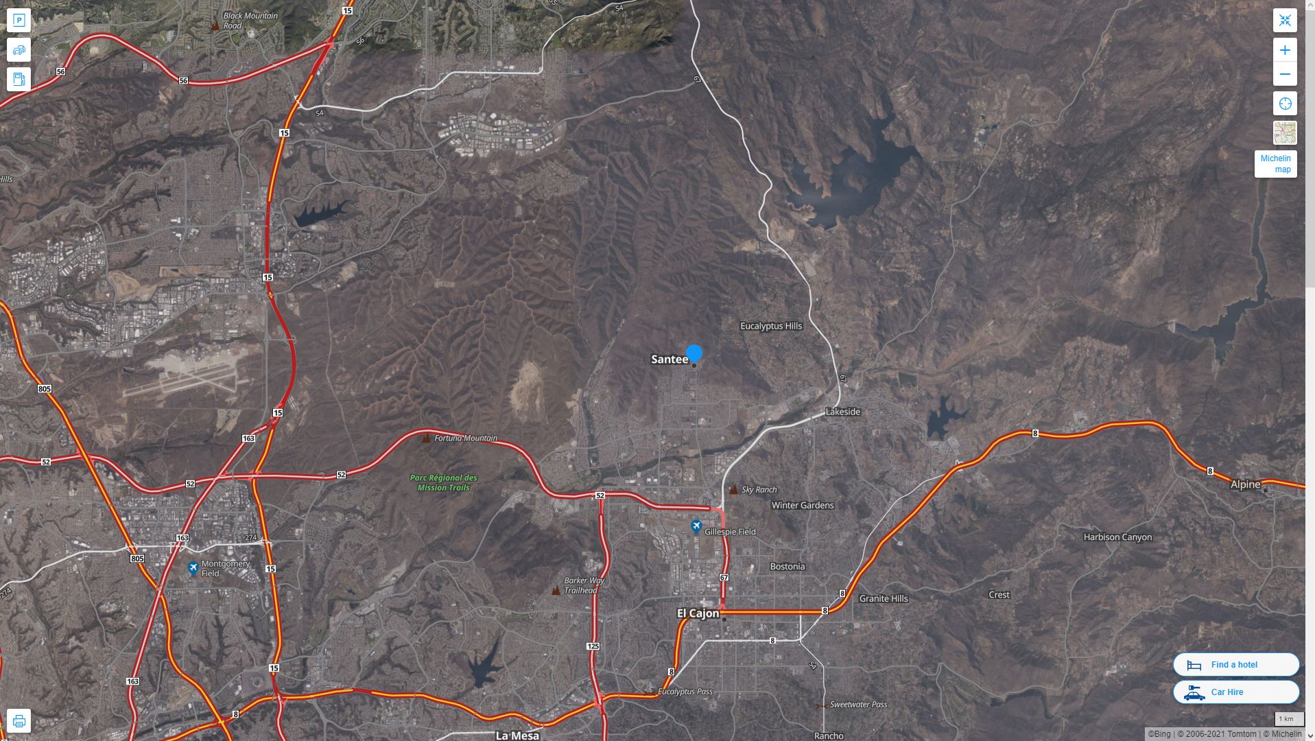 Santee California Map - United States