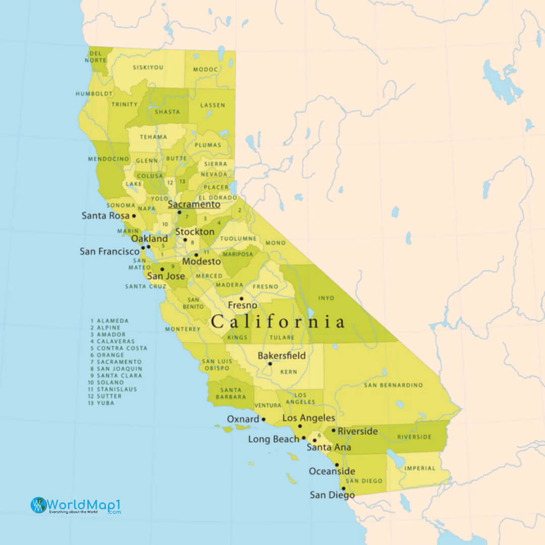 High Detailed California Map