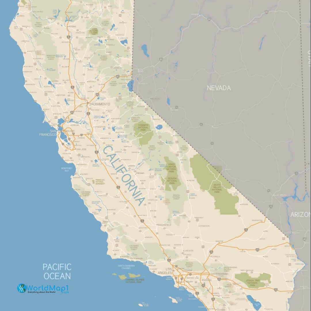 California Free Printable Map