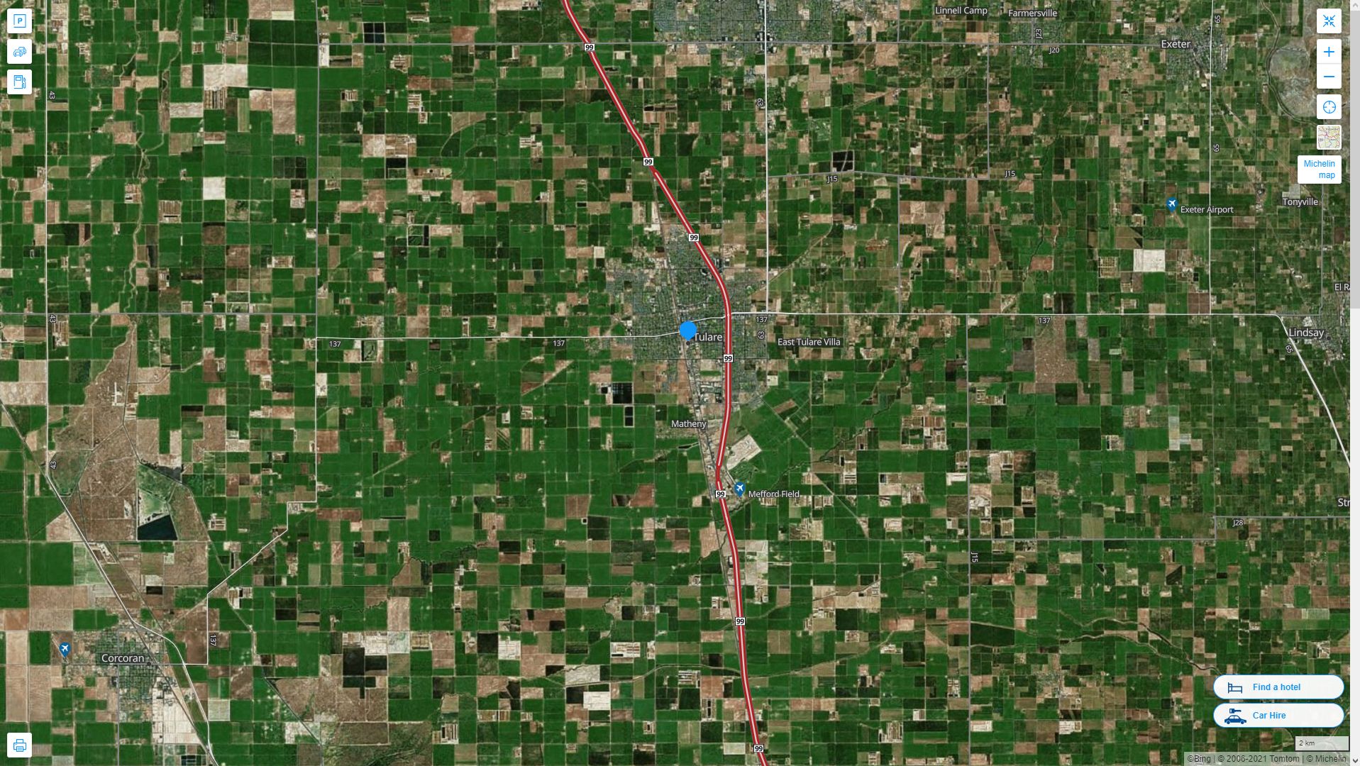 Tulare, California Map