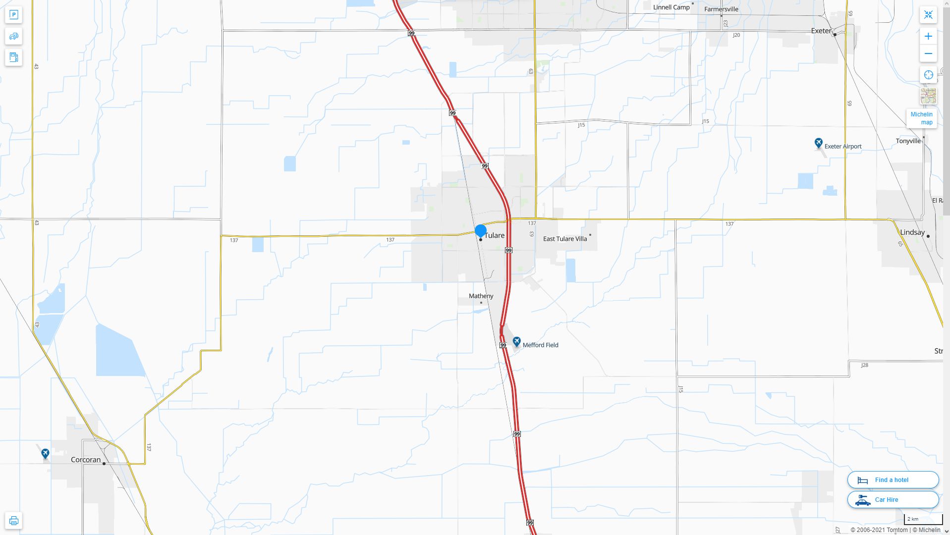 Tulare, California Map