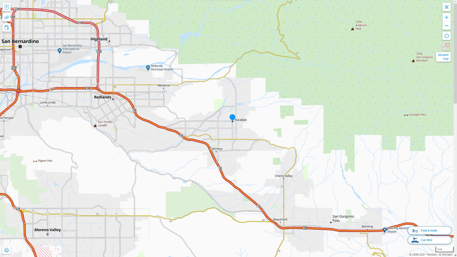 Yucaipa, California Map