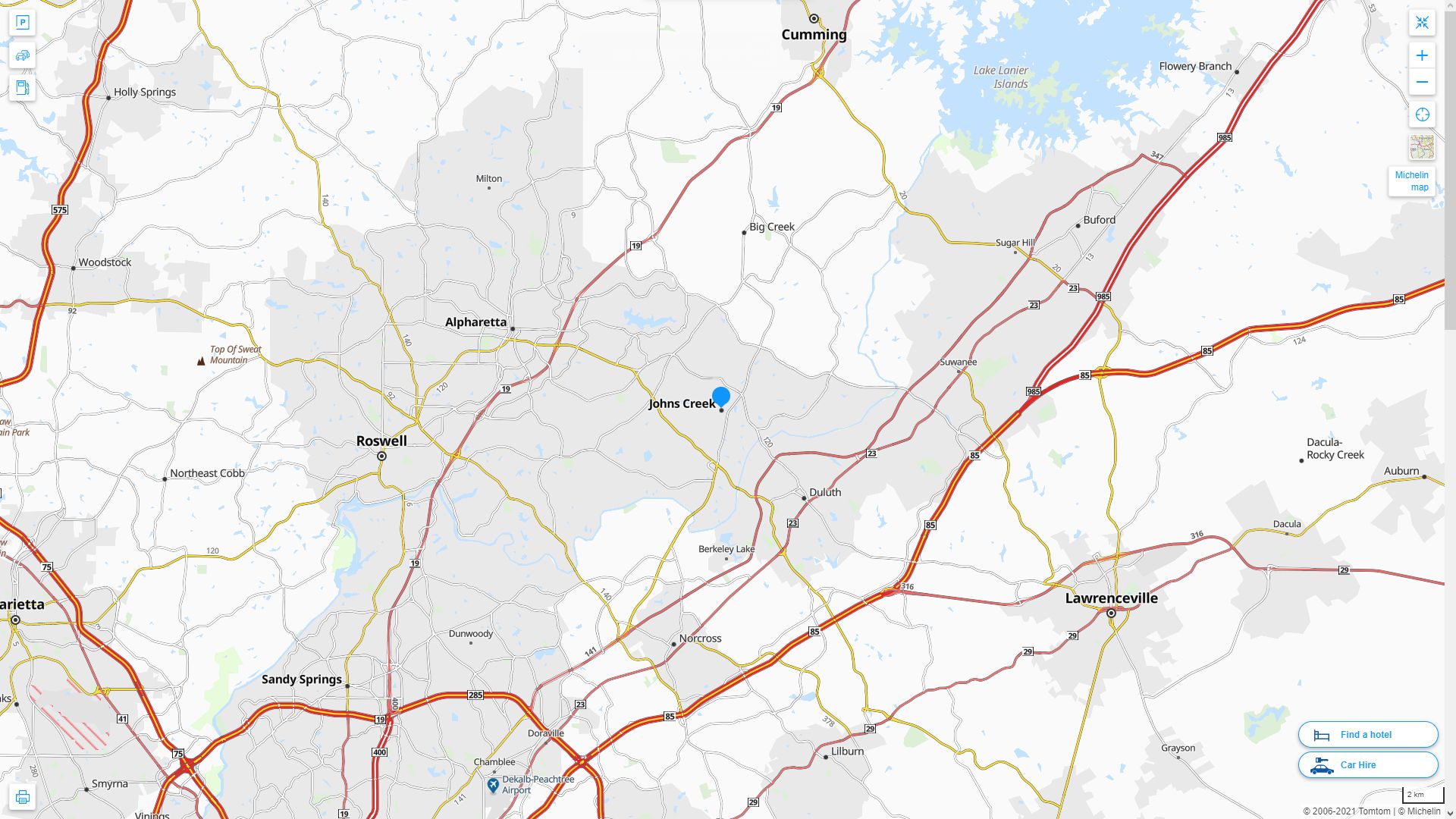 Johns Creek, Georgia Map