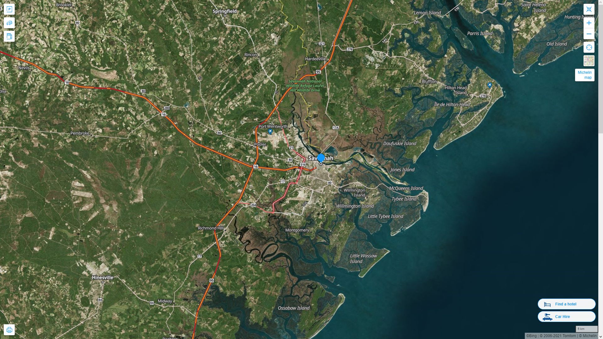 Savannah, Georgia Map
