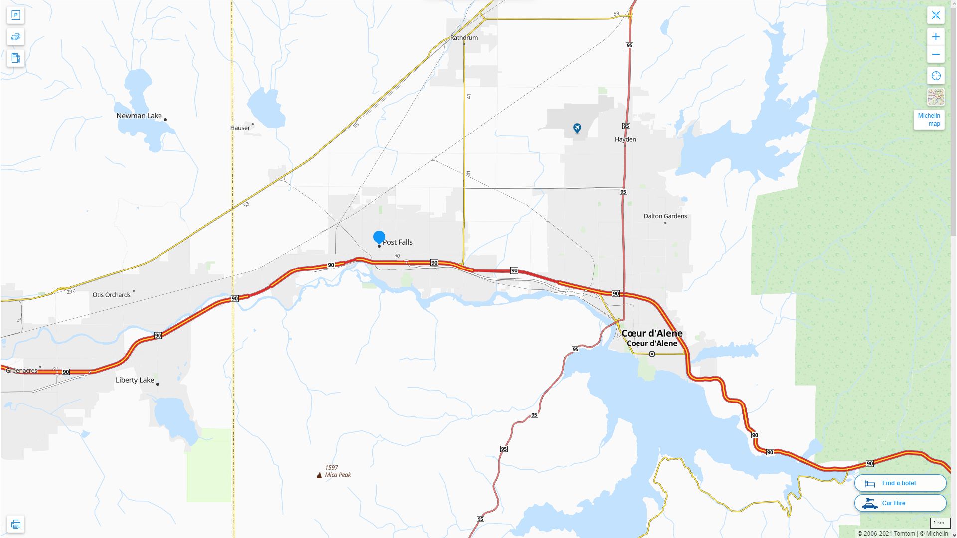 Post Falls, Idaho Map