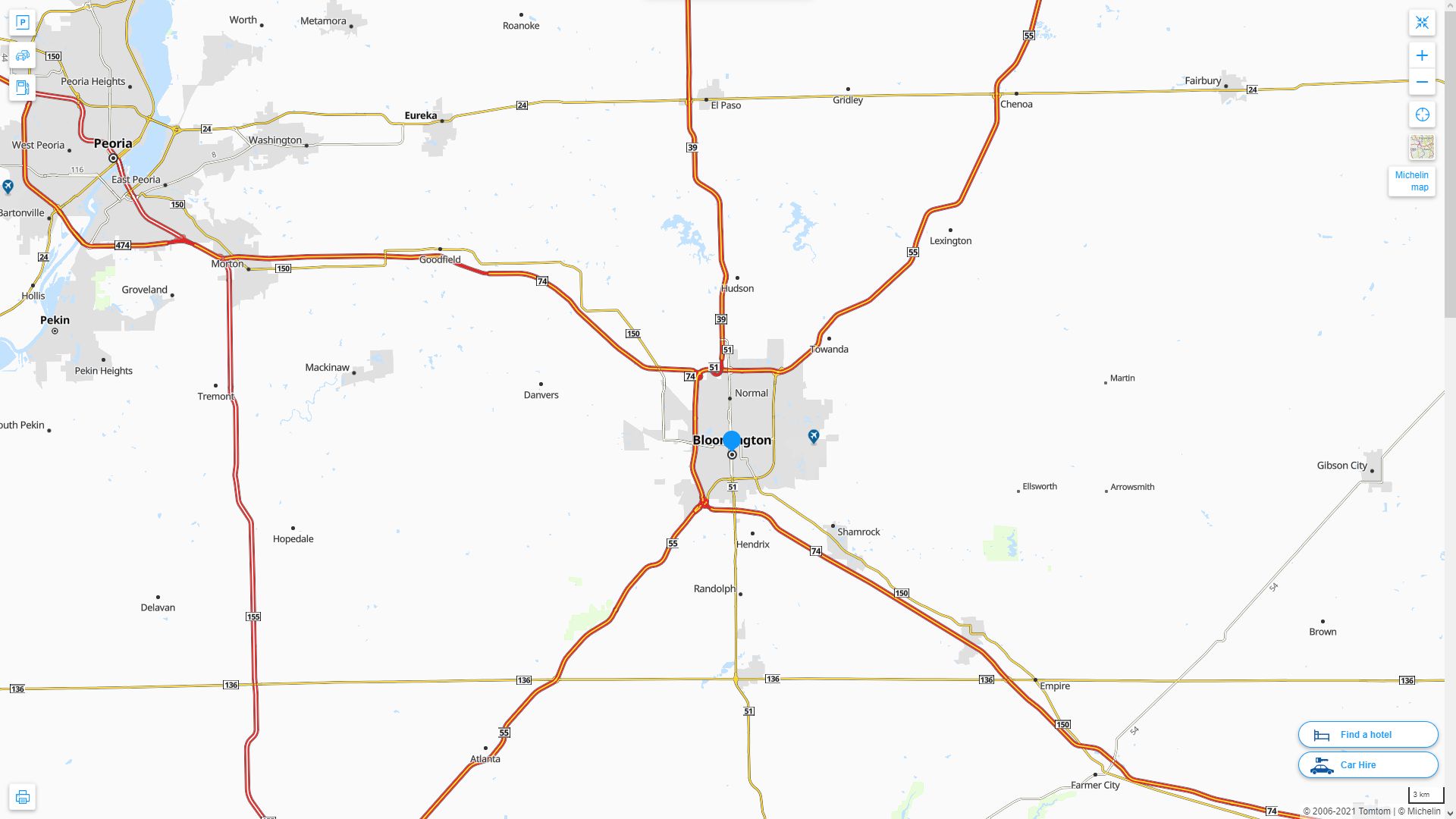 Bloomington, Illinois Map