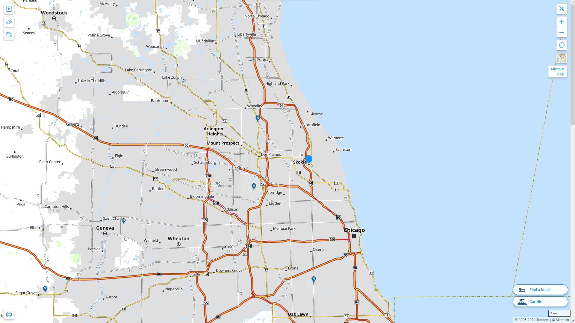 Skokie, Illinois Map