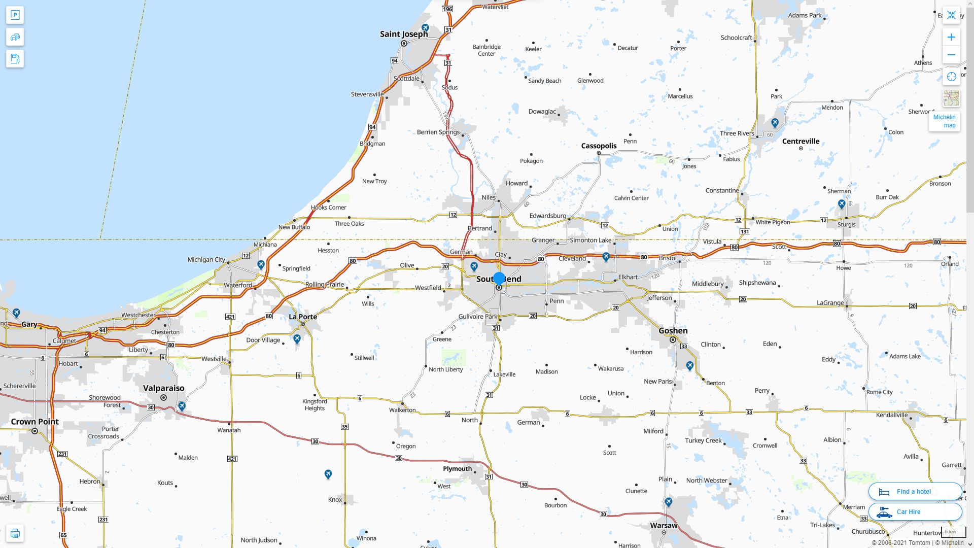 South Bend, Indiana Map