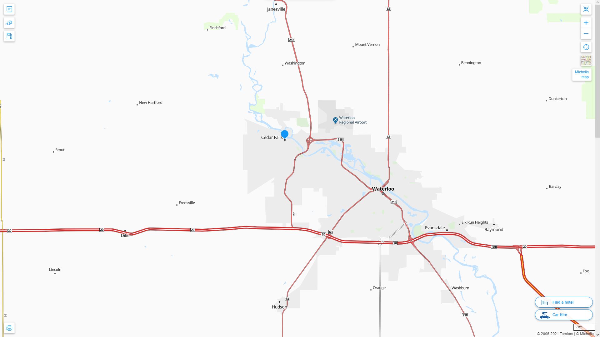 Cedar Falls, Iowa Map