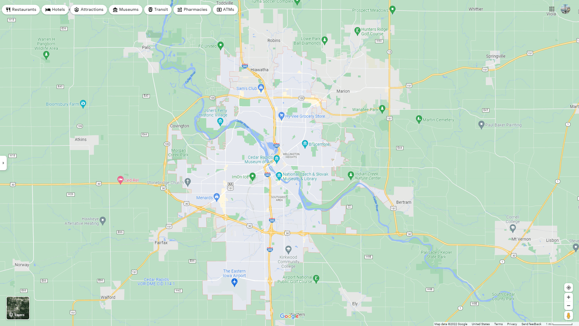 Cedar Rapids, Iowa Map