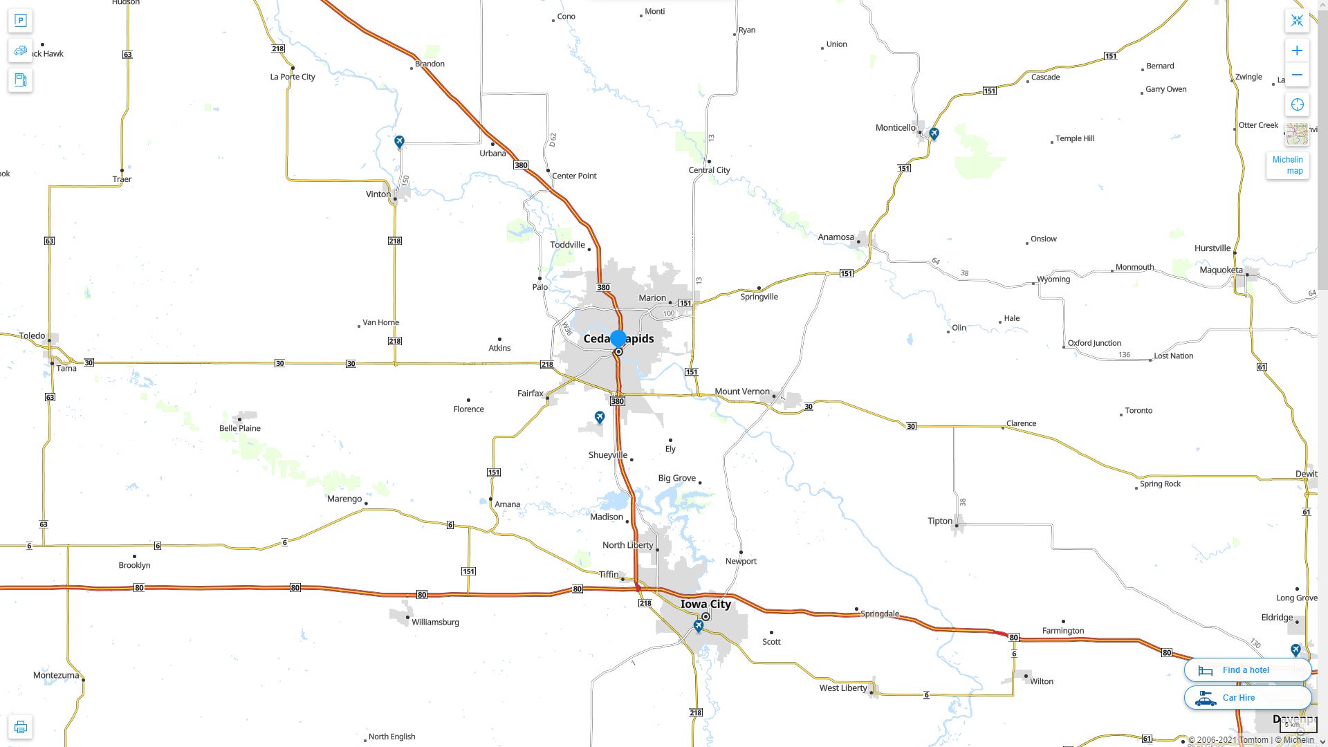 Cedar Rapids, Iowa Map